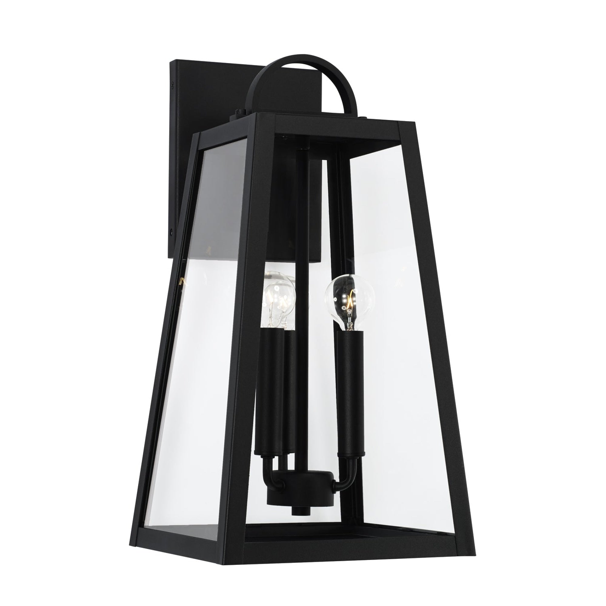 Leighton - 3 Light Coastal Outdoor Wall Lantern - 19.5" - Black ...